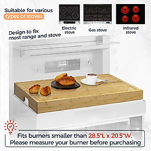 Noodle Board Stove Cover - Bamboo Wood Stove Top Covers for Electric Stove and Gas Stove - Sink Cover RV Stove Top Cover - 30"L x 22"W x 2.5"Th Raised Cutting Board with Juice Grooves