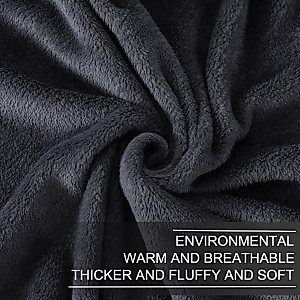 Fleece Blanket Queen Size for All Season 350GSM - Premium Lightweight Anti-Static Throw for Queen/Full size Bed Extra Soft Brush Fabric Warm Sofa Thermal Blanket 90" x 90"(Dark Gray Queen)