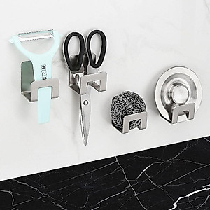 Sponge Wipe Two-Sided Cleaning Sponge Thickened Sponge Scouring Pad Stainless Steel Sponges Holder Self Adhesive Sponges Organizer Drain Racks