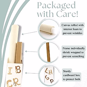 Canvas alphabet poster for toddlers - 16x20 kids abc wall decor on linen canvas with magnetic wood frame | Boho classroom decor or neutral nursery decor