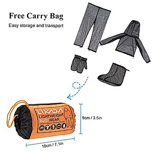 LIXADA Mesh Suit Set with Jacket Hood, Mitts, Socks & Storage Sack - Ultra-fine Net Mesh Clothing for Fishing Hiking Camping