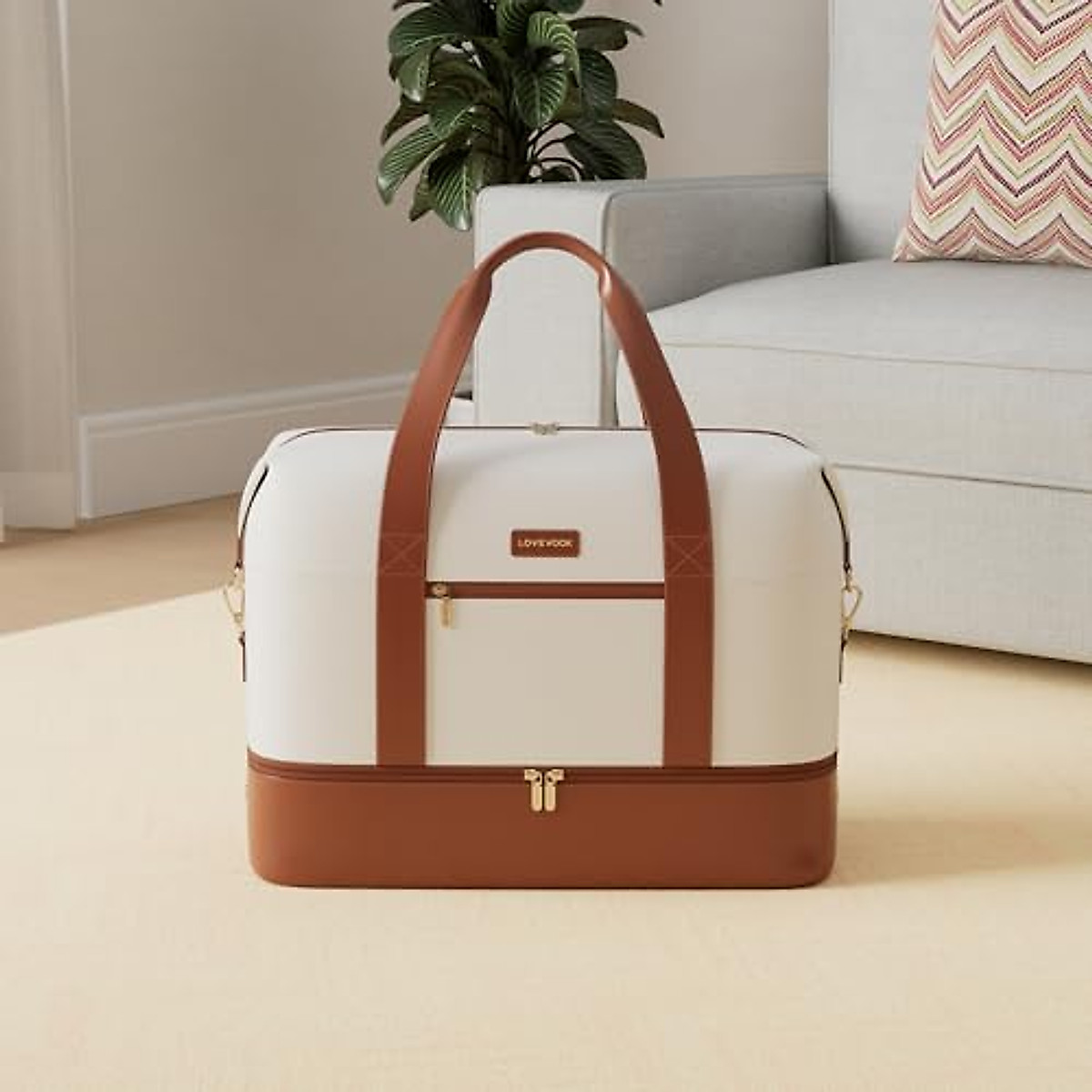 LOVEVOOK Weekender Bag, Large Travel Duffel Bag for Women with 2 Packing Cubes, Carry on Overnight Bag with Shoe Compartment, Mom Hospital Bags for Labor and Delivery