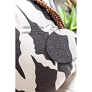 Throw Pillow Covers 18x18. Black and White Geometric Decorative Boho Throw Pillows Set of 4, For A Modern Living-Room Chic Accent. 100% Cotton & Faux Leather Lumbar Pillow For Couch or Bed…