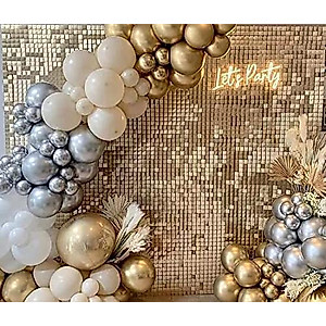 Easy Setup 24 Panel Square Sequin Shimmer Wall Panels for Party Decorations – Best Party Decor for Wedding, Anniversary, Birthday, Engagement and Bachelorette Parties (Light Gold, 24)