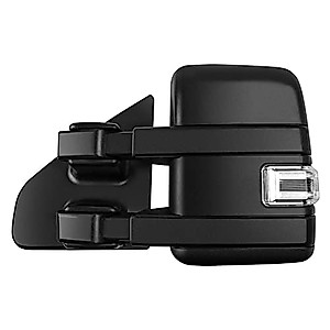 ORTUS UNI Power Heated Puddle Light turn Signal Towing Mirrors Pair (ABS,Black)