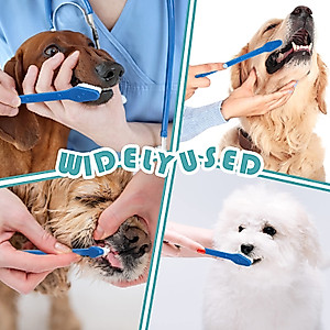 Gerrii 200 Pcs Dog Toothbrush Double Headed Dog Pet Toothbrush Long Handle Dog Tooth Brushing Kit Soft Bristles Pet Toothbrush for Dogs Cat and Most Pets Teeth Cleaning Dental Oral(Blue)