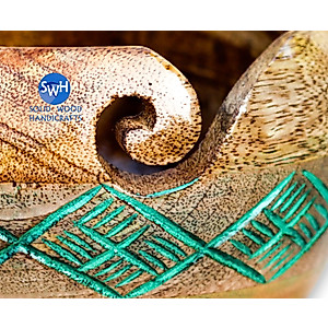 Solid Wood Handicrafts Handmade Wooden Yarn Bowl - Mango Wood Antique Crafted Beautiful Yarn Bowl For Knitting and Crochet Yarn (Large - 7 x 4)