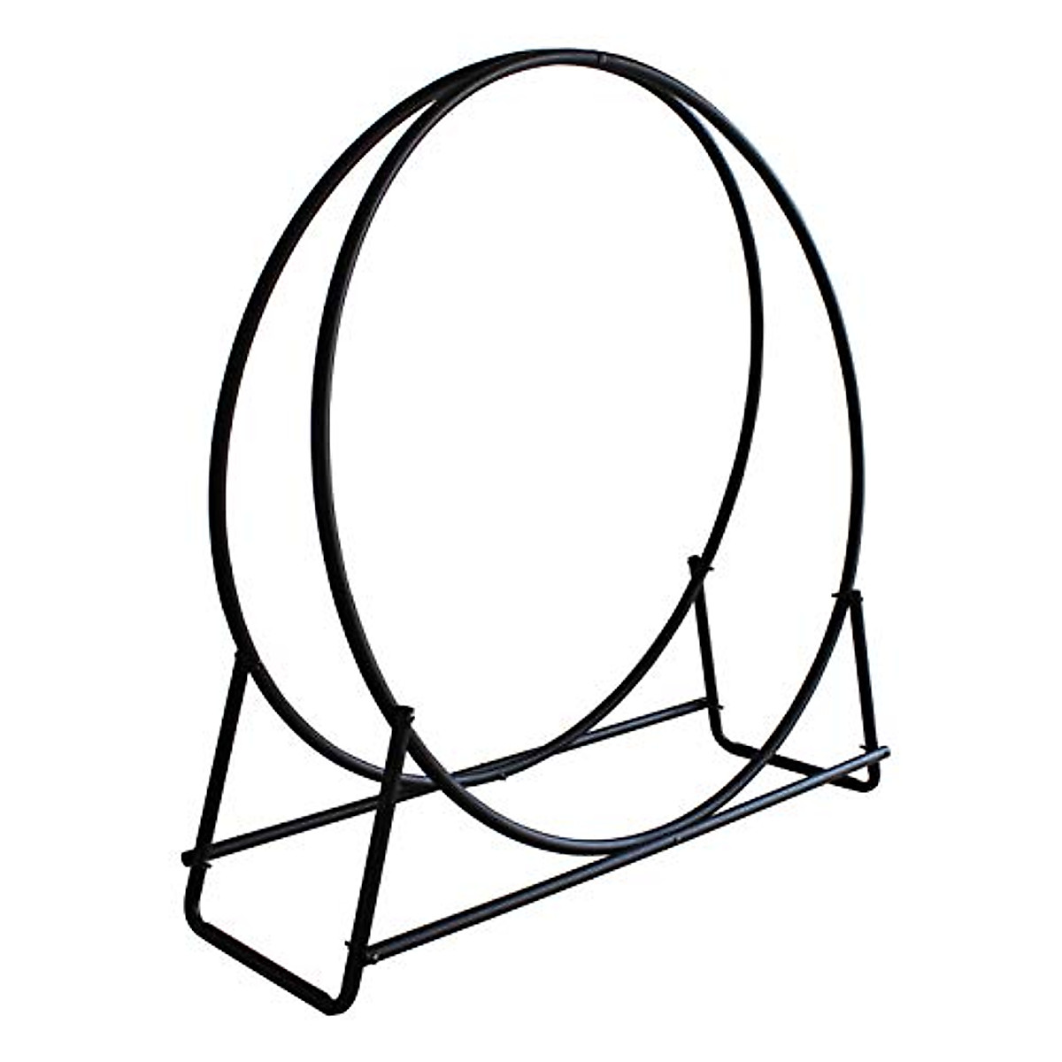 Everflying Price 40 Inch Firewood Log Hoop Rack, Round Tubular Steel Outdoor Wood Storage Holder, Black