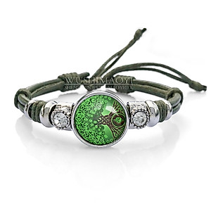 WUSHIMAOYI Brown Leather Bracelet Celtic Tree Of Life Bracelet Celtic Tree Of Life jewelry Celtic Tree Bracelet Celtic Bracelet Dark green Bracelet