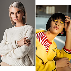 Duufin 28 Pairs Acrylic Earrings Resin Drop Dangle Statement Earrings Set Mottled Acrylic Hoop Earrings Polygonal Fashion Earrings for Women