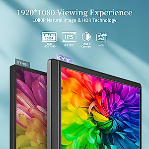 KYY Portable Monitor 15.6'' 1080P FHD USB-C Laptop Monitors w/Smart Cover & Dual Speaker, HDMI Computer Display IPS HDR External Gaming Monitor for PC Phone Mac Xbox PS4 Switch[Upgraded]