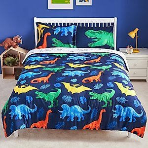 Joiedomi Kid Twin Comforter Set - 5 Piece Dinosaur Bedding Set for Boys/Girls - Super Soft Microfiber Bed in a Bag with Comforter, Sheets, Pillowcase & Sham