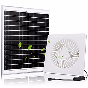 Fanspex Solar Powered Exhaust Fan, 20W Solar Panel 8" Round Vent Fan Kit for Outside Greenhouse Shed Attic Chicken Coop, 36dB Low Noise, Up to 285 CFM