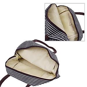 esowemsn Practical Lunch Bag, Little-Waterproof Tote Bag, 23x19x16cm, Oxford Cloth, Black and White Stripes