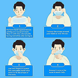 Disposable Face Mask, 3-Layer Safety Mask Anti Dust Breathable Mouth Mask with Earloop (50 Pack)