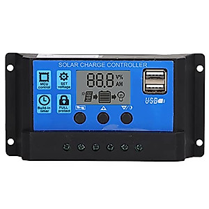 Jeanoko Solar Controller, PWM Control 50V Maximum PV Voltage Solar Batteries Regulator Durable LCD Display for Power