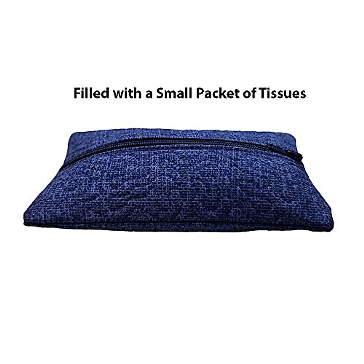 Tissue Pouch Zipper Enclosed Fabric Travel And Purse Tissue Holder (Blue, Stars)