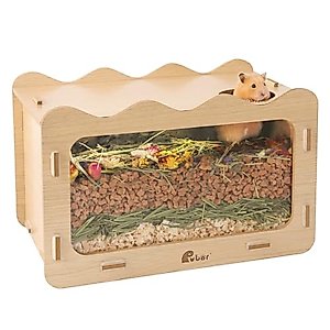 Rubor Hamster Digging Box Syrian Visible Hideout and Exploration House with Acrylic Transparent Board for Dwarf Gerbils Mice Degus or Other Small Pets
