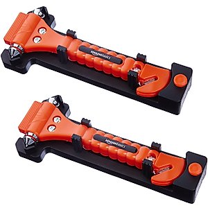 Amazon Basics Emergency Seat Belt Cutter and Window Hammer Tool, Car Accessories, 2 Pack, SW-835