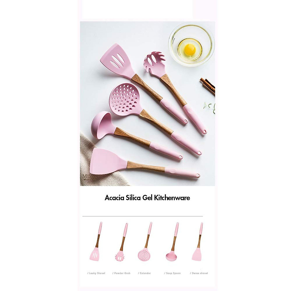 Classic 1/6 PCS Cooking Tools Set Premium Silicone Kitchen Cooking Utensils Set with Storage Box Tongs Spatula Soup Spoon