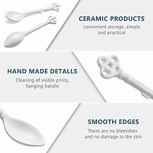 Espresso Spoons Set of 12, Ceramic Coffee Spoons, Long Handle Demitasse Espresso Spoons, Porcelain Small Coffee Stirring Spoon (White)