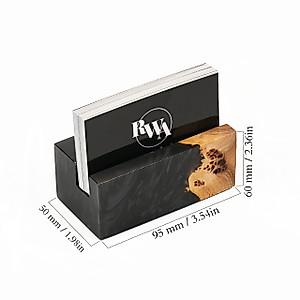 RWA resinwood.art – Unique Resin Business Card Holder Desk, Wood Cards Stand for Office, Luxury Desktop Wooden Bussiness Card Display, Home decor Tabletop Accessories (Black)