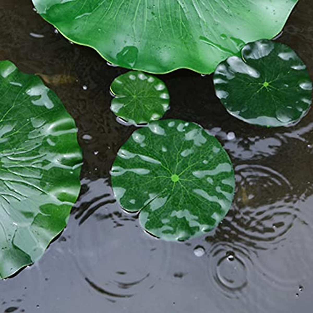 mozhixue 10pcs Artificial Floating Lotus Leaves Fake Aquarium Plants Realistic Fish Tank Plants Decorations Artificial Lily Pads for Ponds Garden Pool Decor 4inch and 5.9inch (Lotus Leaf)