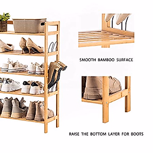 YOUDENOVA Bamboo Shoe Rack,5 Tier Wooden Shoe Shelf Storage Organizer,Perfect for Entryway,Hallway,Closet or Living Room (Natural Bamboo)