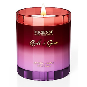 M&SENSE Apple Spice Soy Candles for Home Scented 10.6oz 60 Hour Long Lasting Slow Burning, Organic Natural Christmas Candle Highly Scented Winter Holiday Fragrance Gift for Women Men