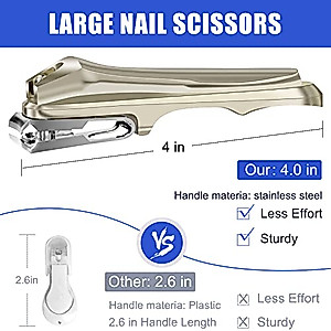 DR. MODE Nail Clippers Easy Grip 360 Degree Rotary Toenail Clippers for Men,Stainless Steel Long Handle Fingernail Clippers Sharp Blade Nail Cutters Trimmer with Nail File