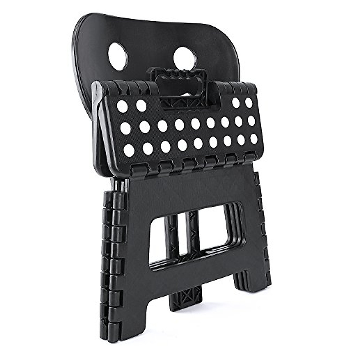 ACSTEP Heavy Duty Step Stool with Back Support, Kids Step Stool, Adult Folding Stool for Outdoor or Indoor Kitchen Step Stools and Bathroom Stool, 9 inch Toddler Step Stool - Black