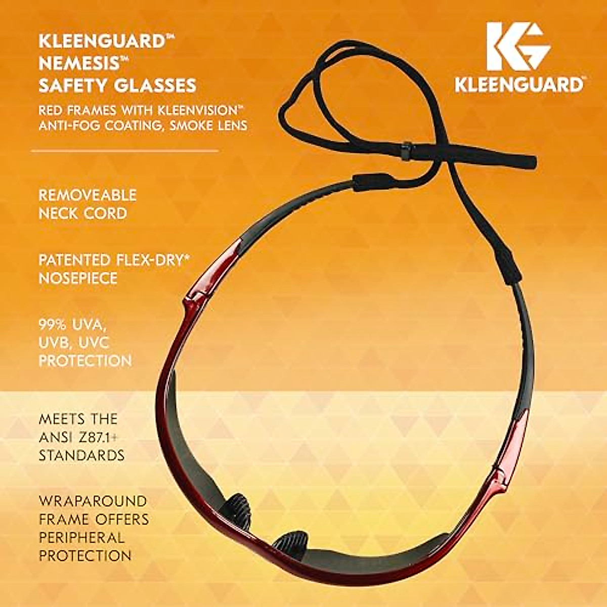 KleenGuard V30 Nemesis Safety Glasses (22611), Smoke Anti-Fog Lens, Red Frame, 12 Pairs / Case