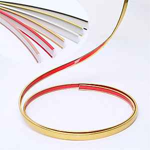 LKYJD U-Shape Edge Banding, 50m PVC Self Adhesive Veneer Edging Trim, Flexible Mirror Border, Peel and Stick Trim Molding for Picture Frame(Gold,18mm)