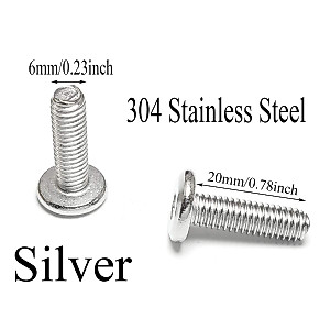Pro Bamboo Kitchen 24pcs 304 Stainless Steel Hexagon Socket Head Screw, M6x20mm Inverted Flat Head Bolt, Oblique Round Head Hexagon Screw, Furniture Screw Countersunk Connector Fastener