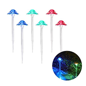 QEEPGG Solar Mushroom Lights Outdoor Pathway 6pcs, Multi-Color Changing Durable Plastic Cute LED Light, Solar Landscape Lights Waterproof for Lawn, Patio, Yard, Walkway, Driveway and Garden