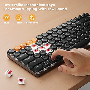 ProtoArc MECH K301 Office Keyboard - 75% Tactile Quiet Keyboard with Backlit, Triple-Mode 2.4G/USB-C/Bluetooth, Red Switches for PC, Mac, Windows, iPad - 84 Keys
