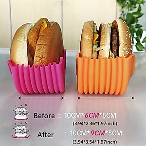 Lufapeach 4pcs Car Burger Holder Sauce Holder Retractable Burger Buddy Fixed Box Reusable Hamburger Bun Shell Silicone Burger Box Holder for Burger Lovers
