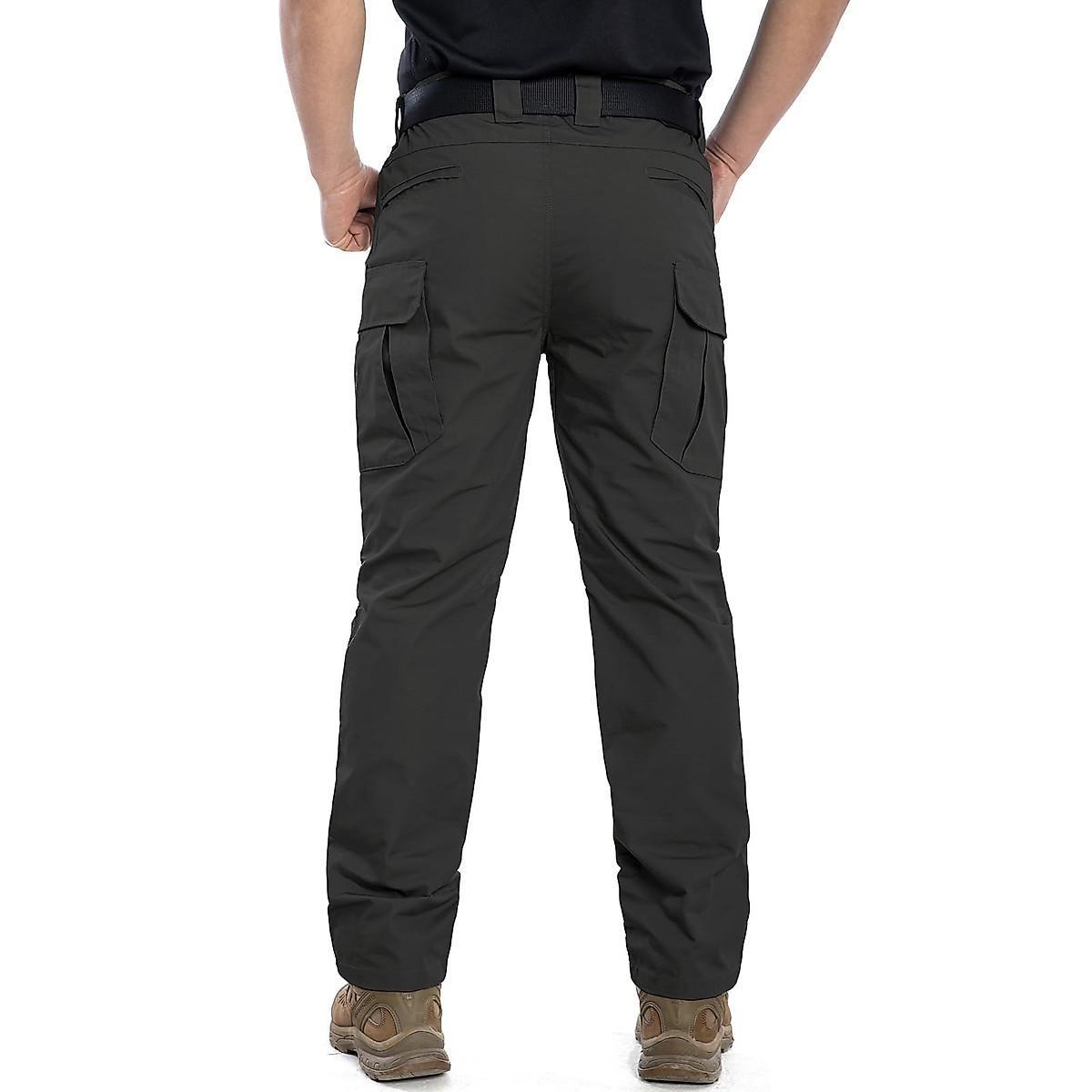 NAVEKULL Men's Outdoor Tactical Pants Rip Stop Lightweight Waterproof Military Combat Cargo Work Hiking Pants Black