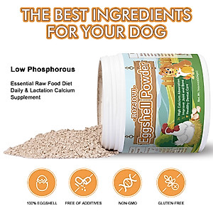 Eggshell Powder for Dogs and Cats, Eggshell Calcium Supplement, Great for Osteoporosis, Nourishes Bones, Supports Joints, Teeth, and Heart Health(16 oz)