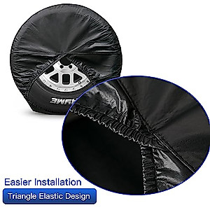 Kayme Rv Tire Covers Set of 4, Outdoor Tire Covers for Trailers, Used in Wheel Cover for Car, Truck, SUV, Motorhome, Camper Sun Rain Snow Protector, Fit 27-29 Inch Tire Diameter/Black