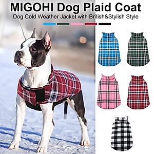 MIGOHI Dog Jackets for Winter, Reversible Dog Coat Windproof Waterproof Dog Winter Jackets for Cold Weather, British Style Plaid Dog Coats Warm Dog Vest for Small Medium Large Dogs, Red 2XL