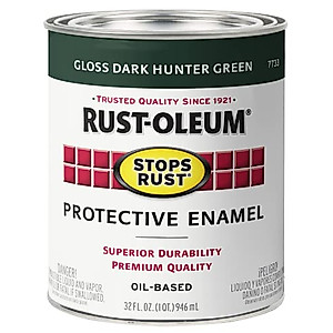Rust-Oleum 7733502-2PK Stops Rust Brush On Paint, 1 Quarts (Pack of 2), Gloss Dark Hunter Green, 2 Can