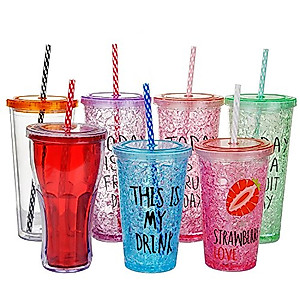 ALINK 10.5" Long Reusable Hard Plastic Straws, Tumblers Replacement Drinking Straws for 32 oz & 20 oz Yeti, RTIC, Mason Jar, Tervis Tumblers, Set of 12 with Cleaning Brush