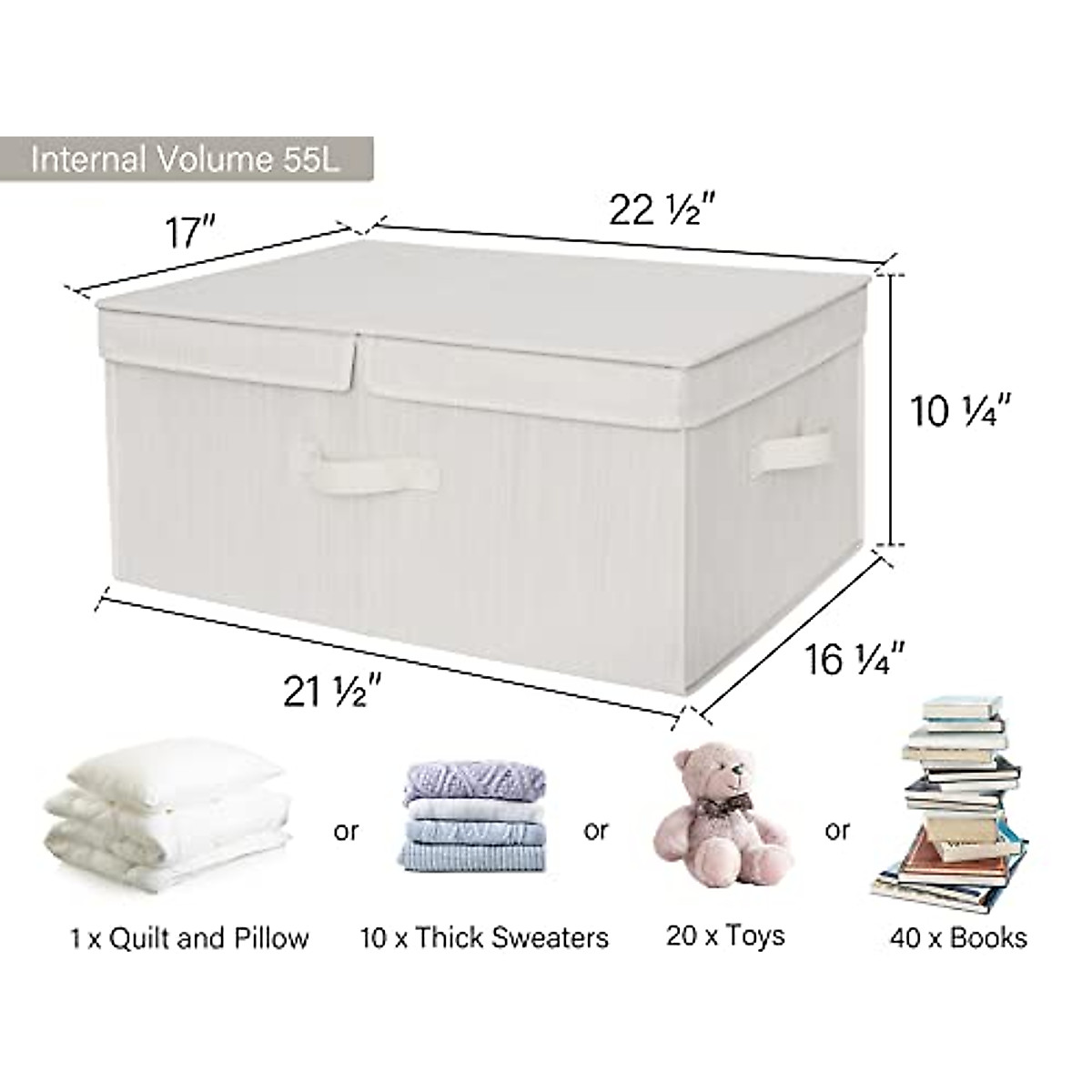 StorageWorks 2-Pack Storage Baskets for Shelves + 65L Storage Box