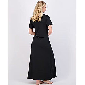 3 Pack: Womens Short Sleeve Maxi Crew V-Neck Nightgown Long Soft Nightshirt Women Night Gowns Nightdress Sleep Lounge House Dress Sleepwear Pajama Tops PJs Sexy Sleeping Ladies PJ Floor - Set 5, XXL