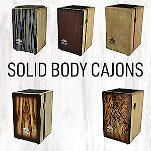 Echoslap Solid Siam Oak Bass Cajon - Vintage Dark Faceplate, Hand Crafted Solid Body for Deep Bass Tones, 6 Adjustable Snare Wires for Crisp Buzz, Two Sound Holes, Padded Seat + Free Backpack Gig Bag