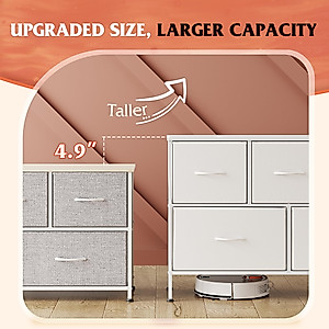 WLIVE Dresser with 5 Drawers, Dressers for Bedroom, Fabric Storage Tower, Hallway, Entryway, Closets, Sturdy Steel Frame, Wood Top, Easy Pull Handle (White)