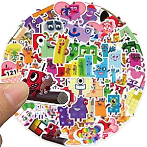 52PCS Numberblocks Stickers for Laptop and computer, Hand account Waterproof Vinyl stickers for Water Bottle Skateboard Guita Car Bumper Luggage,All kinds of Graffiti Decals for Kids Girls Teens