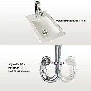 eclife 16" Bathroom Vanity Sink Combo for Small Space, Modern Painted Wall Mounted Floating Cabinet Set W/Resin Basin Sink Top, Chrome Water Save Faucet & Pop Up Drain (B10G)