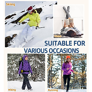 Eyean Women's Knee High Wool Socks Winter Thick Thermal Soft Comfy Over Knee Long High Socks 2 Pairs (Solid Color Black+Grey)